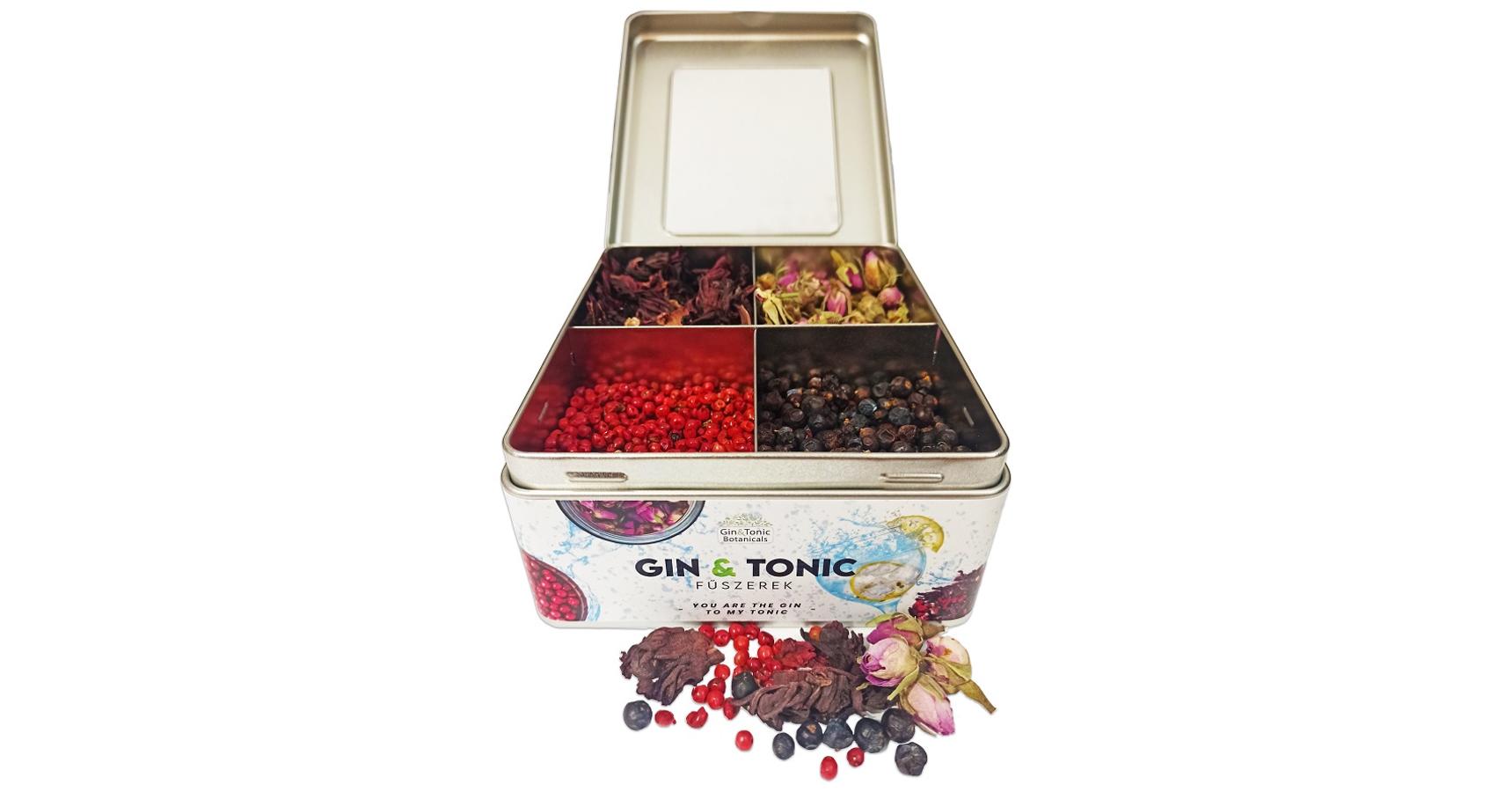 Gin Tonic Botanicals fém dobozban, osztott (hibiszkusz-rózsabors-boróka ...